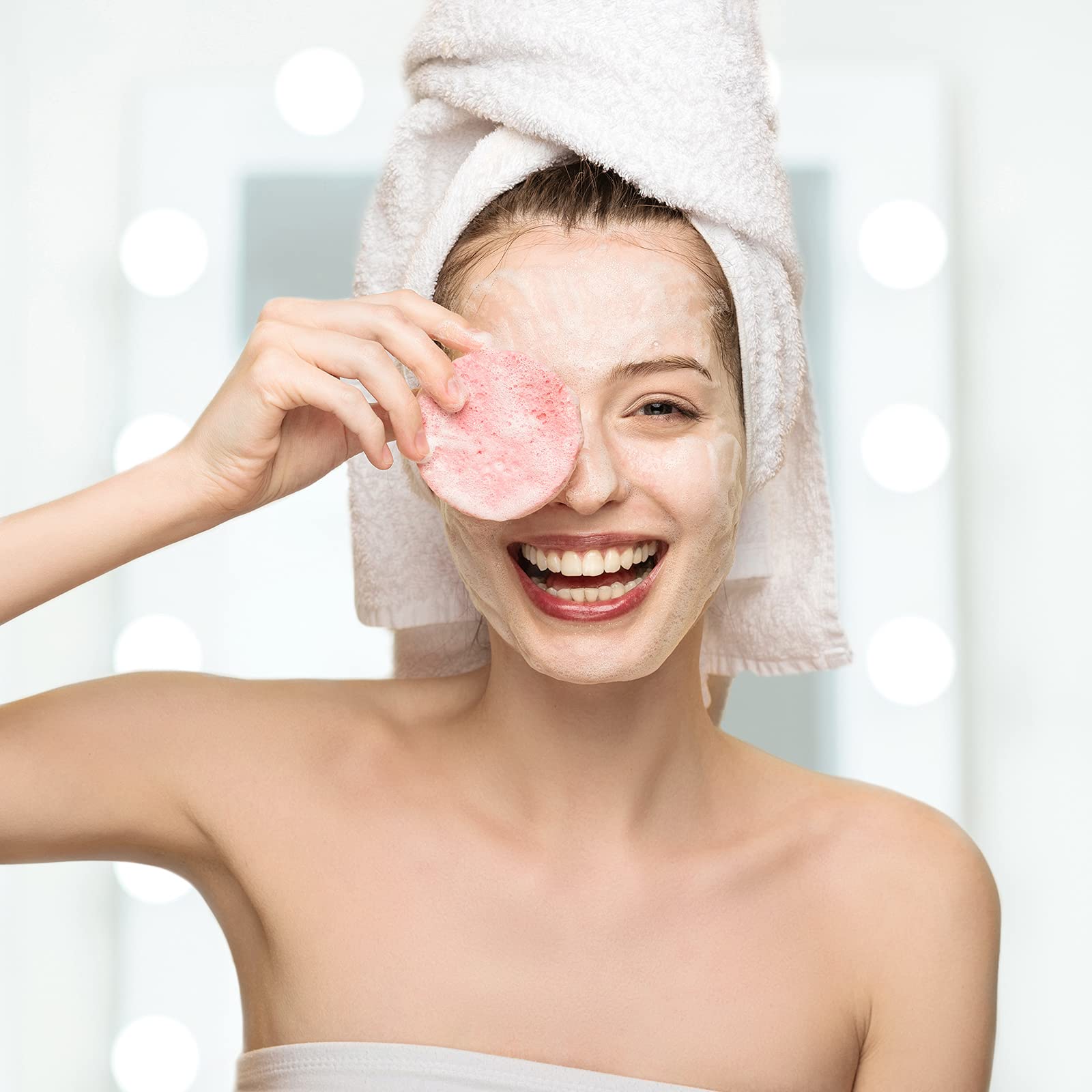 120 Pcs Facial Sponge Compressed, Luxiv 5 Colors Face Cleansing Sponge Estheticians Compressed Makeup Facial Sponge Round Wash Face Sponges for Women Compress Exfoliating Removal Sponge (Mix-color A)
