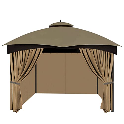 10'x12' Gazebo Curtains Outdoor Waterproof, Universal Replacement Curtain 4-Panels, Sidewalls with Zipper for Garden, Patio, Yard (Only Curtains)