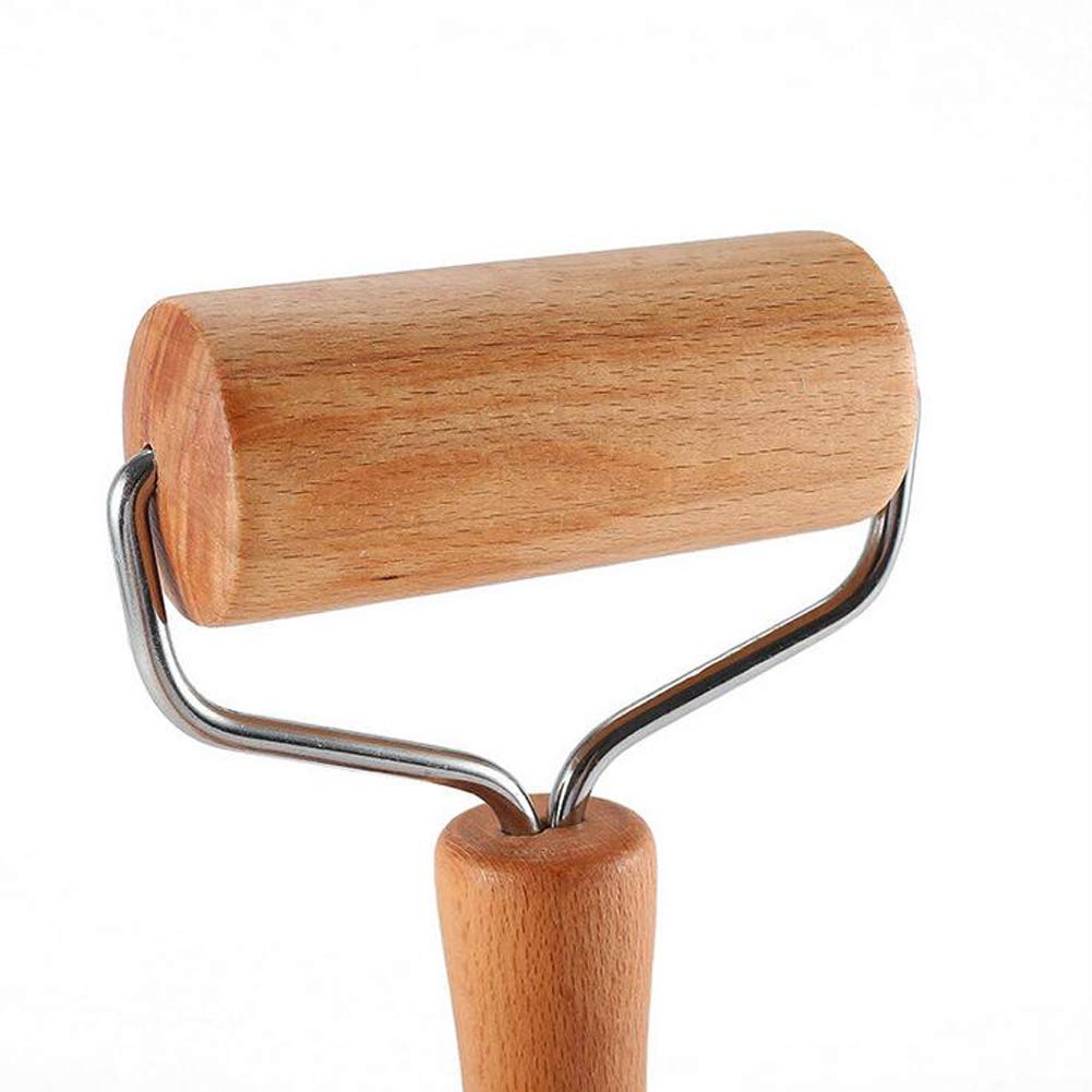 1 Piece 9.5cm Wide Wood Pastry Pizza Roller Wooden Brayer Wooden Rolling Pins Wood Dough Roller 5D Diamond-Paint Art Tool Wooden Roller for Baking or Ceramic Pottery Clay Working