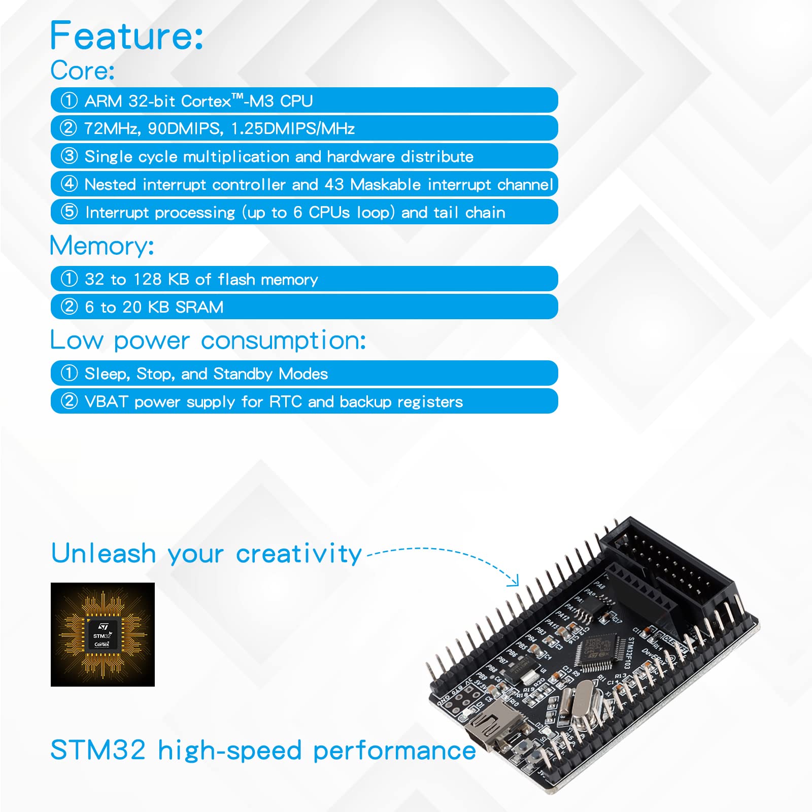 000 EC Buying STM32F103C8T6 Development Board Chip Carriers namely STM32 Core Board Embedded ARM Cortex-M3 32-Bit RISC Processor, STM32 Learning System Board Microcontroller Interface