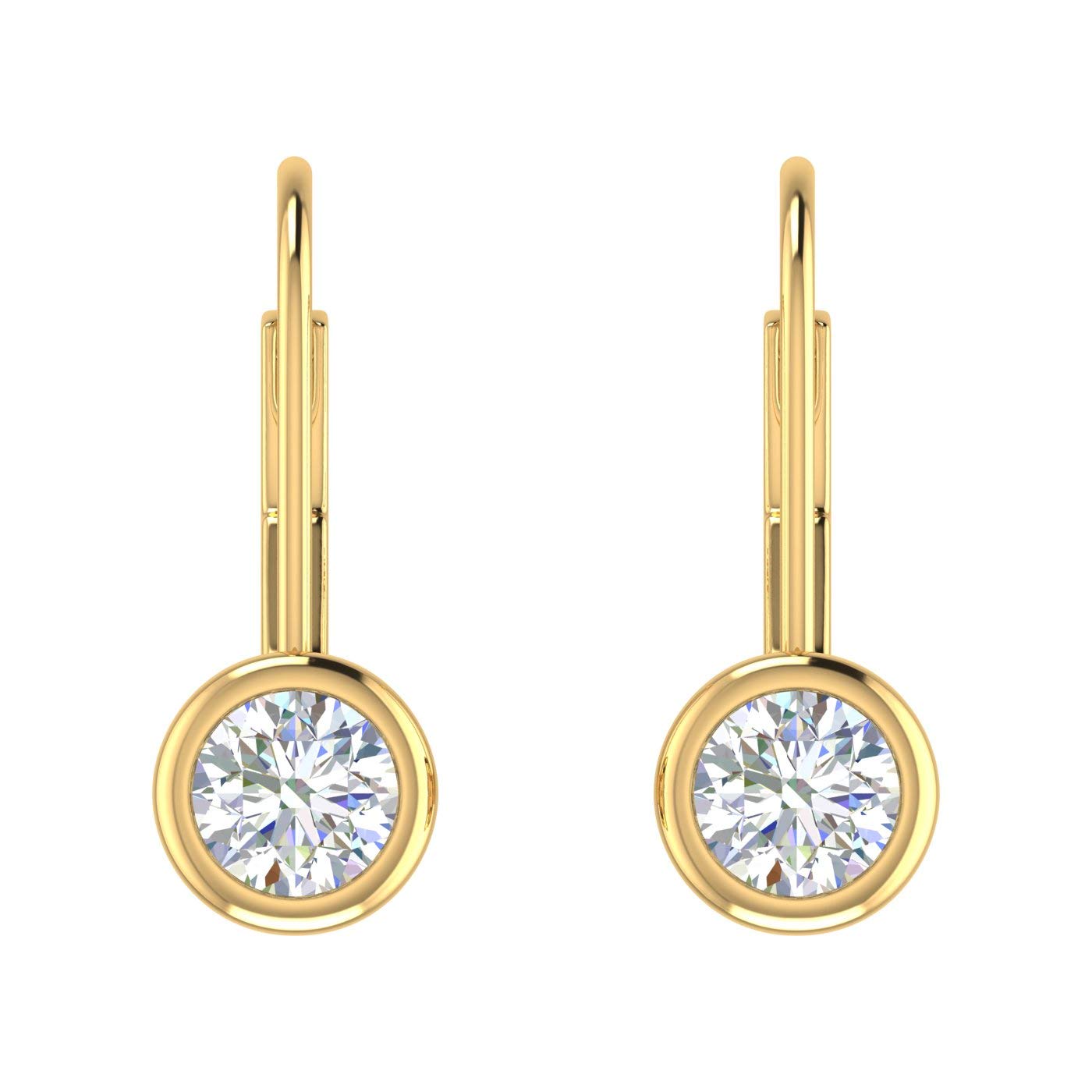 0.66 Carat Diamond Lever-back Drop Earrings in 14K Yellow Gold - IGI Certified