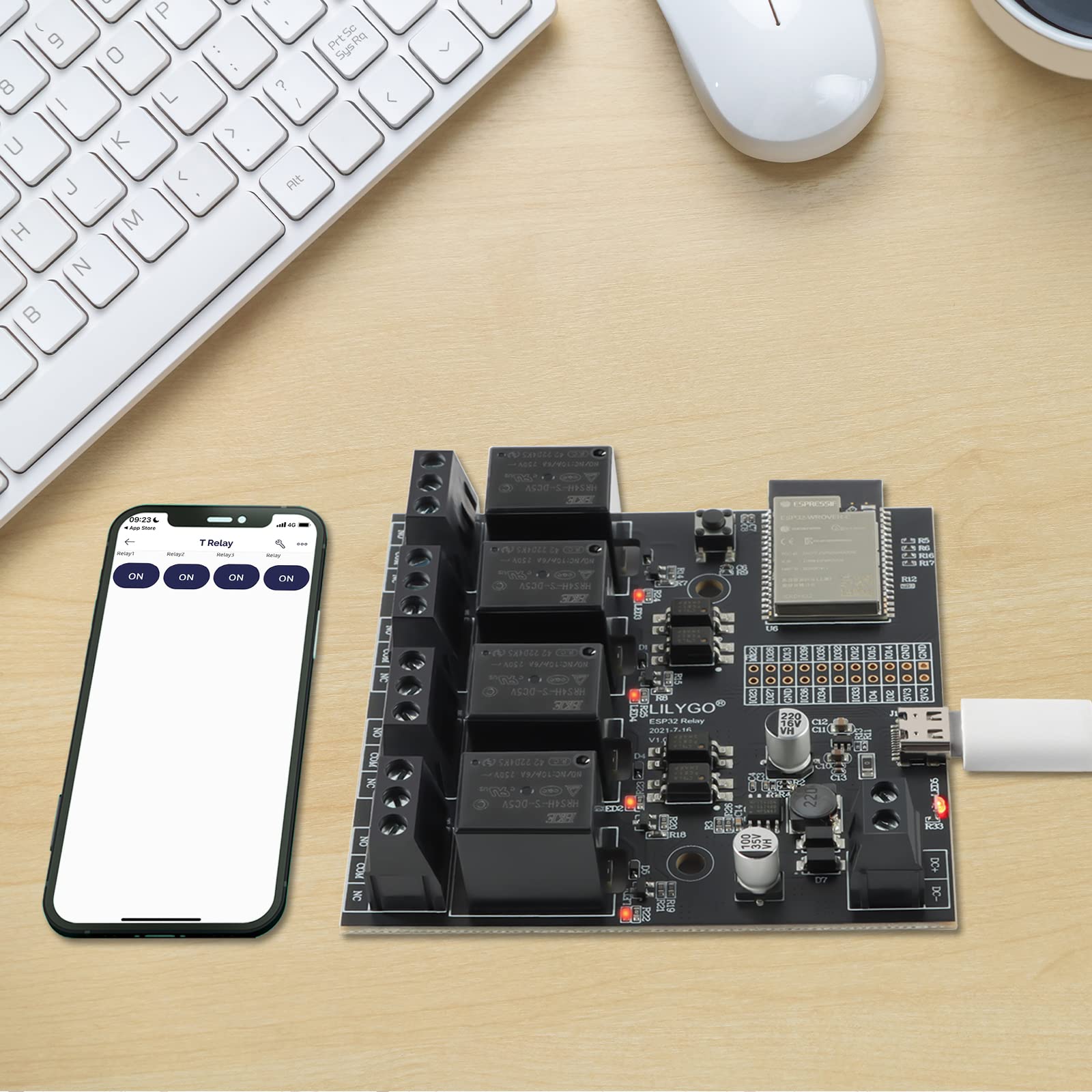 000 T-Relay ESP32 WROVER E Development Board DC 5V 4 Channel Relay Development Board 4mb Flash WiFi Remote Switch Control Bluetooth Support USB Power Supply for Arduino IDE