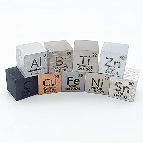 0.39" Element Cube Set 10mm Density Cubes for Periodic Table Collection Up to 99.99% Purity (0.39β, 9-01)