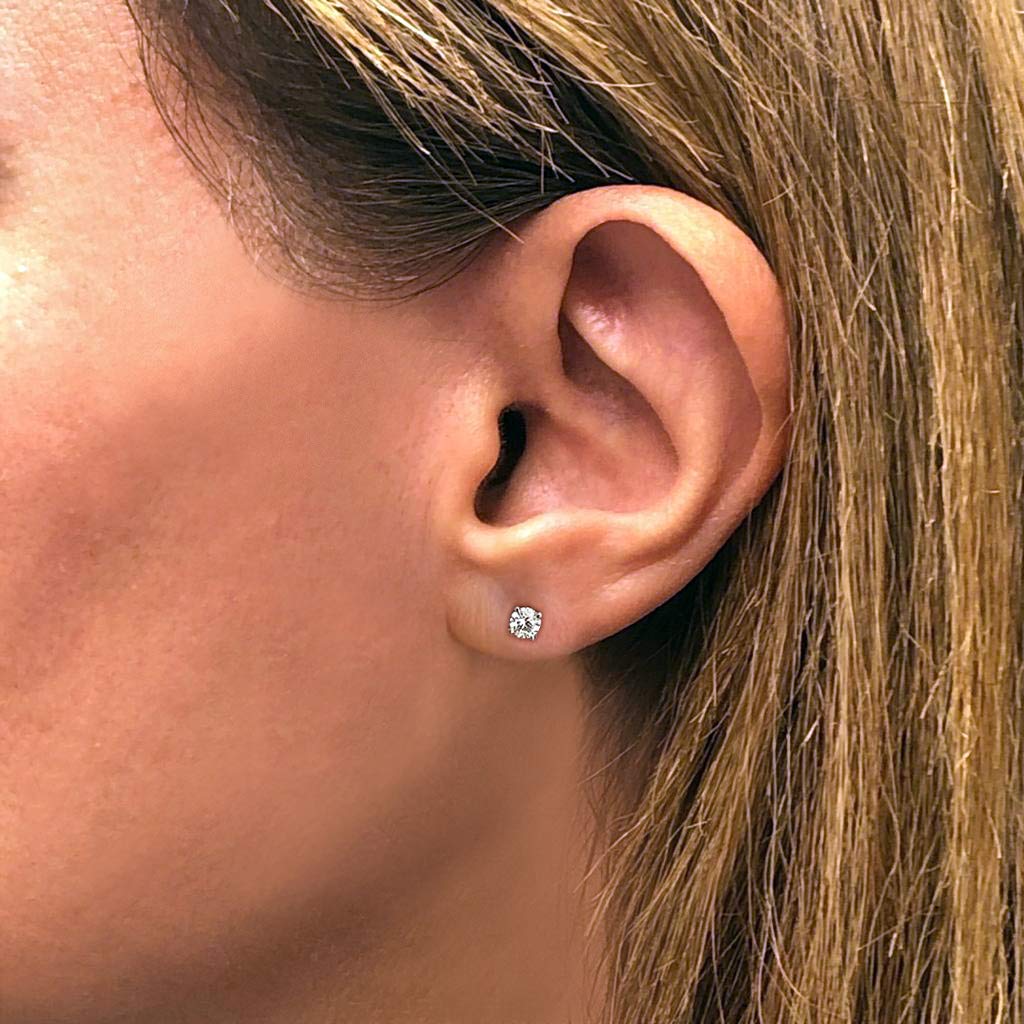 0.33 Carat Lab Grown Diamond Stud Earrings for Women I 14k White Gold Earrings for Her (2/4 cttw, D-E, VS1-VS2) 4-Prong Basket, Secure Screw Back Made in USA by Beverly Hills Jewelers