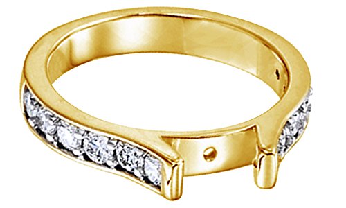 0.75 Ct White Diamond Semi Mount Engagement Wedding Band Ring In 14K Solid Yellow Gold, Ring size-11