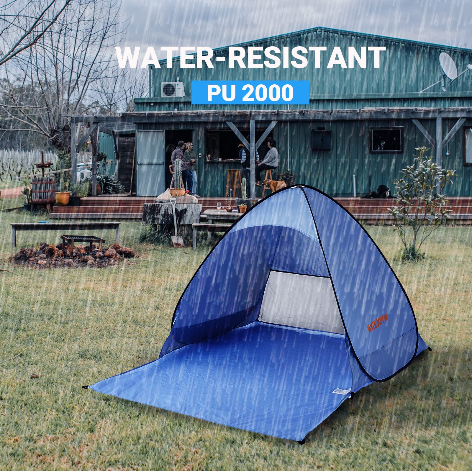 #WEJOY Pop Up Beach Tent Sun Shelter Automatic Instant Ultra Light Portable Outdoors Quick Cabana Tent for Beach Sun Shade, UPF 50+, LIGHTBLUE_2 Person, (47 + 24) × 57 × 43"