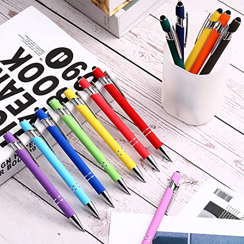100 Pieces Stylus Pen 2 in 1 Ballpoint Pen with Stylus Tip Stylus Metal Pens Capacitive Stylus Ballpoint Pen for Touch-Screen Phone Tablet, Touchscreen Devices, Compatible with iPad iPhone Samsung