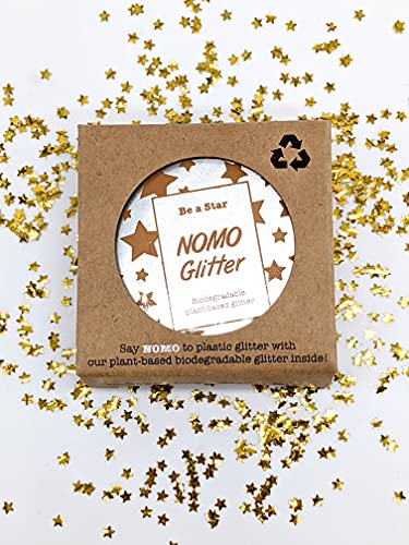 1/3oz! Gold Stars Plant-Based Biodegradable Vegan Glitter for Face, Body, Craft & Nails (10g) (Gold Stars, 10g!)