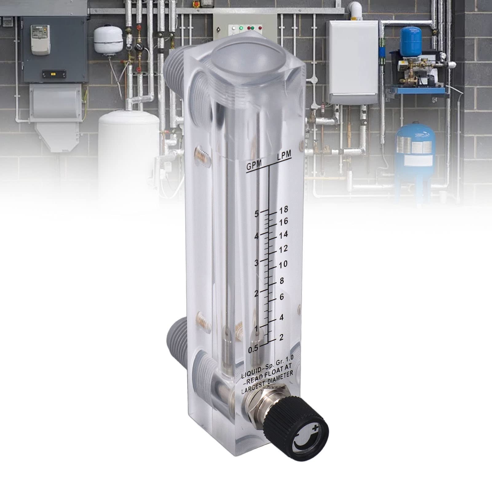 0.5-5GPM Panel Type Water Meter Adjustable Liquid Flowmeter ZG1/2in Male Thread ZG1/4in Female Thread Water Meter