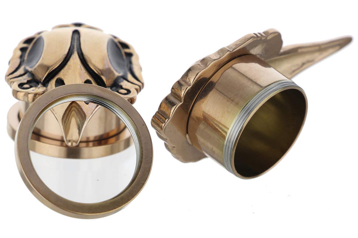 00g 10mm Rose Gold 316L Surgical Steel Raven Skull Ear Weights Saddle Hanger Spreader Gauges Piercing Tunnels Plugs Stretching Kit