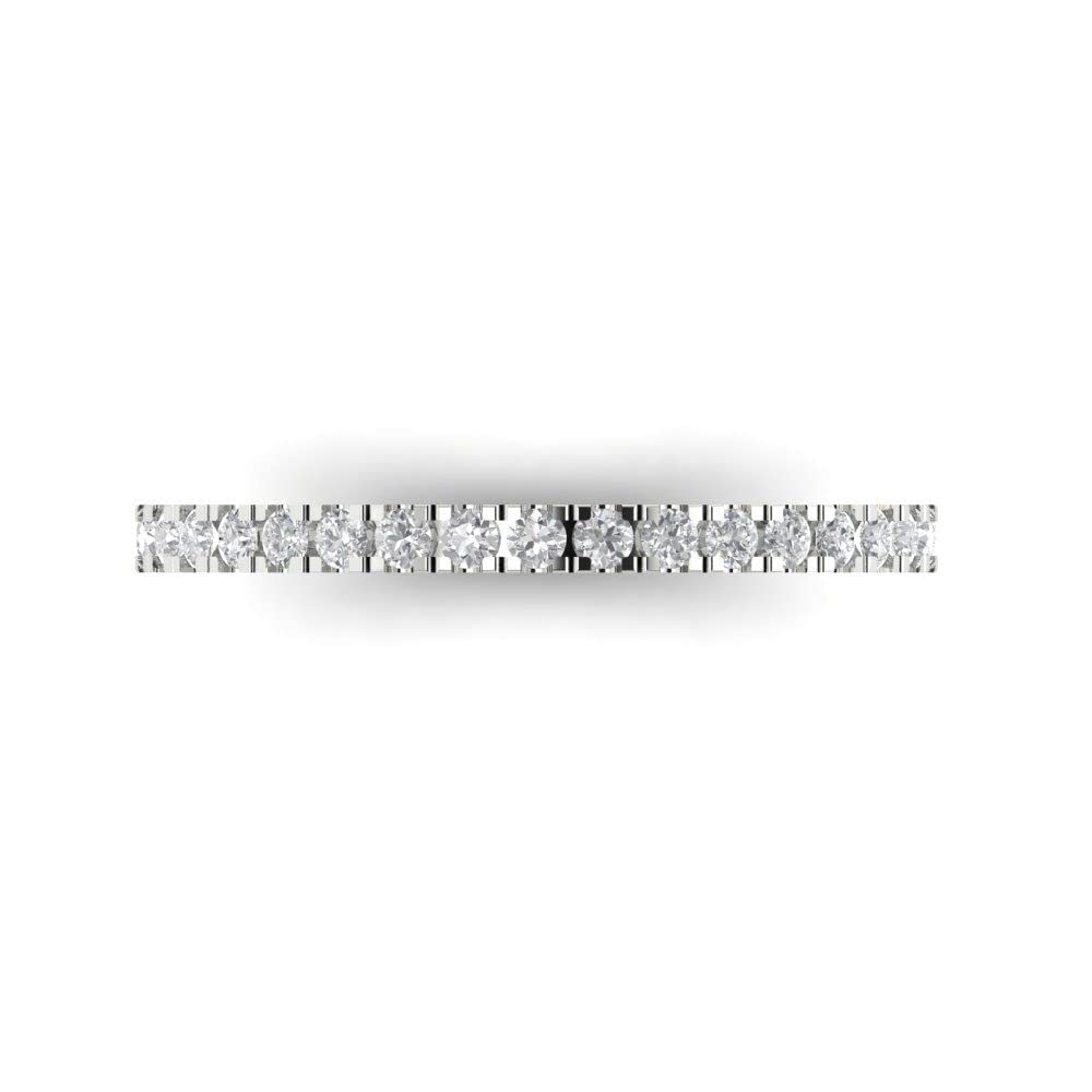 0.57 ct Round Cut Clear Simulated Diamond 14k White Gold Stackable Wedding Engagement Designer Anniversary Ring Band Sz 5.5