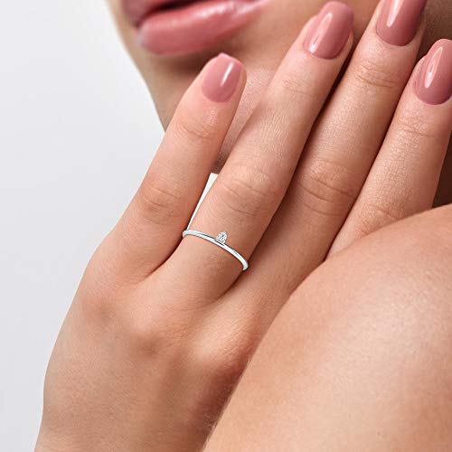 0.04 Carat Round Natural Diamond Wedding Ring for Women in 10k White Gold (I-J, SI1-SI2, cttw) Solitaire Style Size 7.5 by VVS Gems