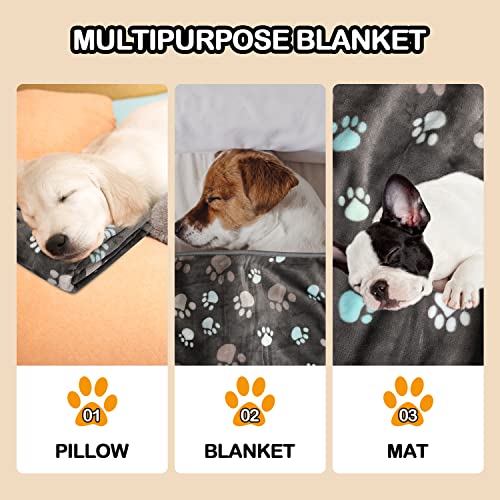 1 Pack 3 Blankets for Dogs Blankets for Large Dogs Medium Dog Blanket Super Soft Fluffy Premium Fleece Pet Blanket Flannel Throw for Dog Puppy Cat Paw Blanket,Gray,41x31inch