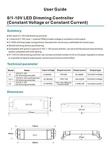 0/1-10V 1CH 8A Dimmable Switches Led Driver 1 Channel 0-10V Constant Voltage LED Dimmer Led Dimming Controller PWM Led Dimmer 5-36V