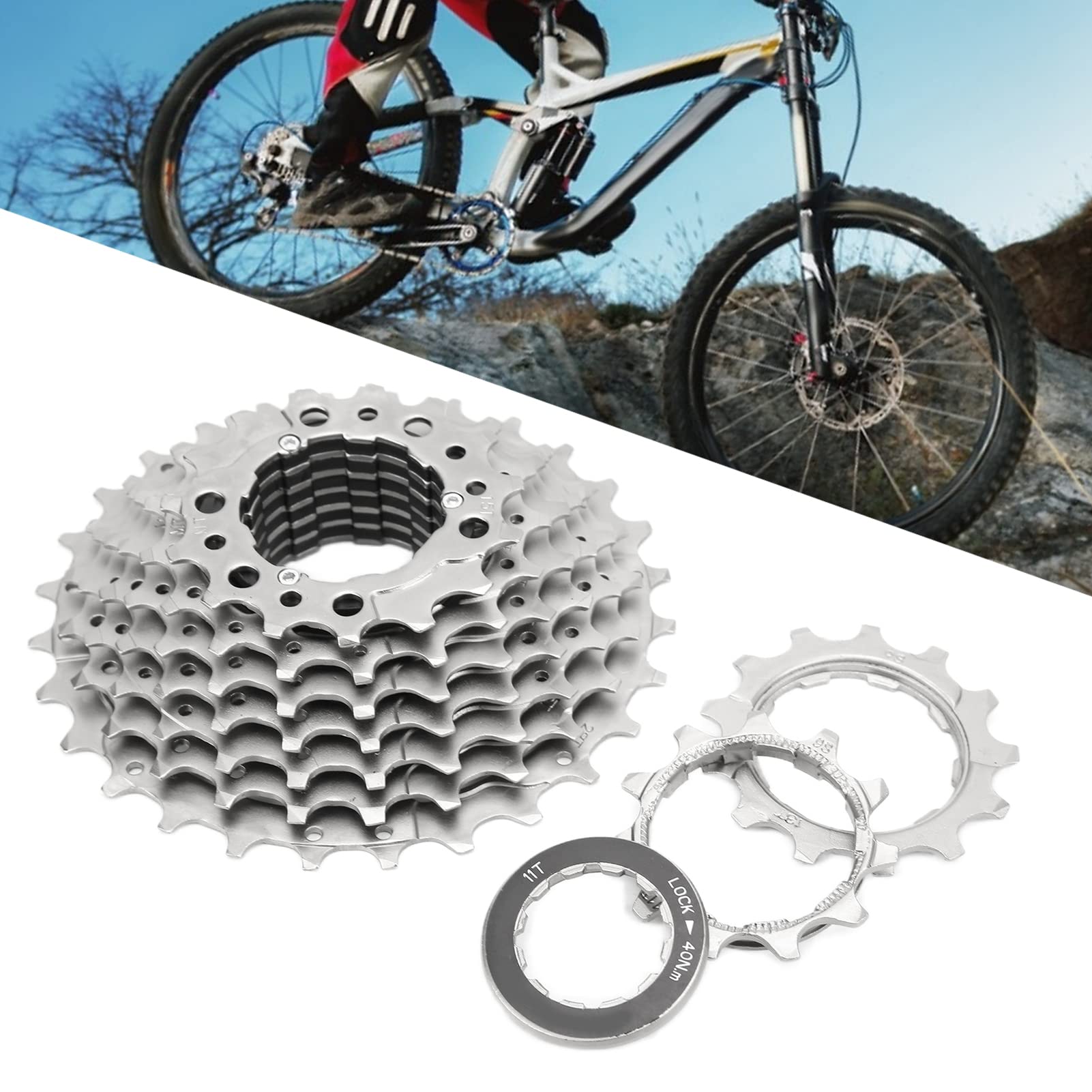 01 02 015 Bicycle Cassette, Bicycle Cassette Flywheel Rust Proof Impact Resistant for Road Mountain Bikes