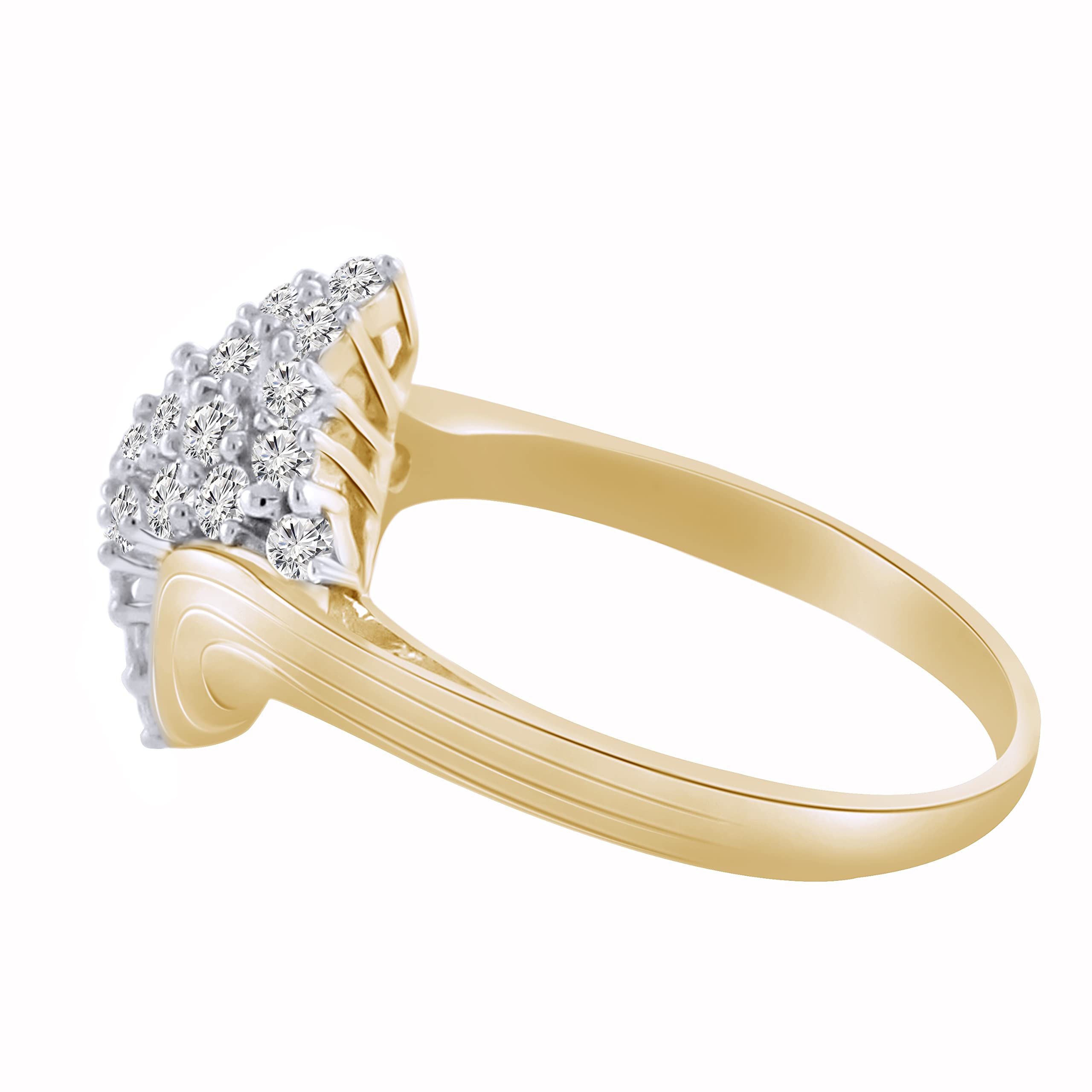 0.67 Ctw Round Cut Diamond 14k Yellow Gold Over Cluster Engagement Ring_US-9