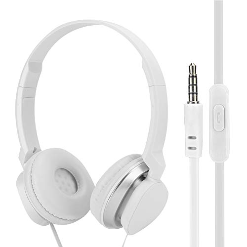 070 Over Ear Headset, Stereo Sound Earphone with Mic, Gaming Overhead Headphone, Stereo Sound Quality Headset,(White)
