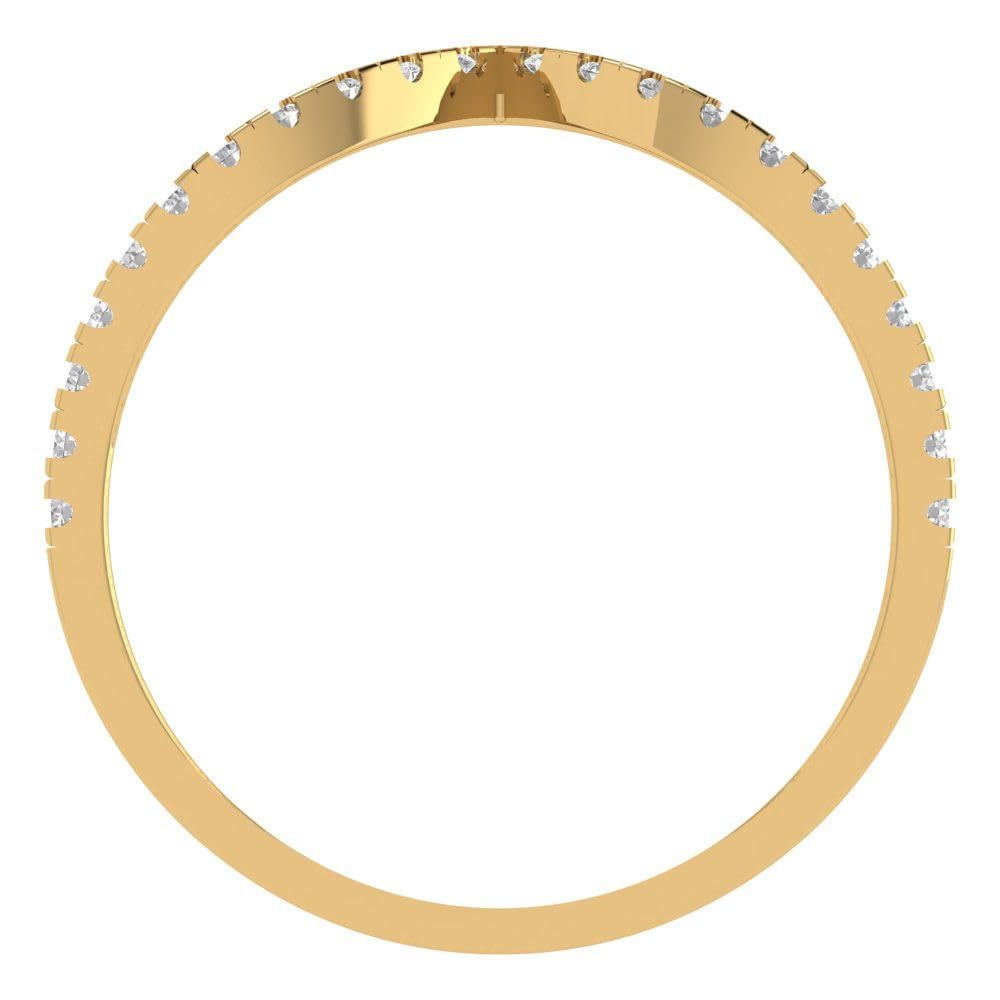 0.12 ct Brilliant Round Cut Clear Simulated Diamond 14k Yellow Gold Wedding Engagement Designer Anniversary Ring Band Sz 5.5