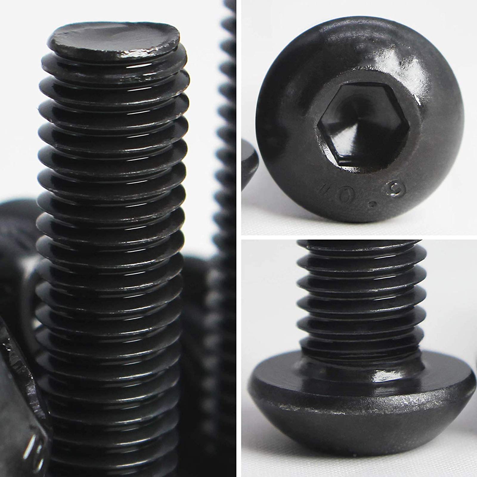 10 Pcs M10-1.5 x 20mm Button Head Socket Cap Screws, 10.9 Grade Alloy Steel, Allen Socket Drive, Black Oxide Finish, Full Thread (10.9 Grade,M10-1.5 x 20mm,10 Pcs)