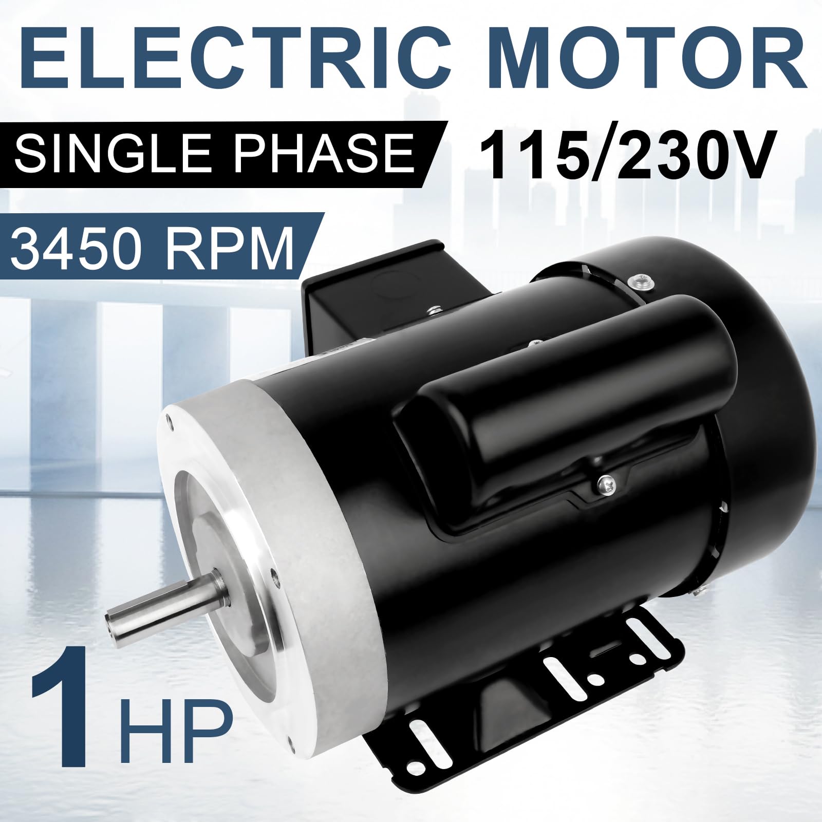 1 HP Electric Motor General Purpose Single Phase Motor 3450 RPM 115/230V 11.2/5.6A 56C Frame TEFC CW/CCW