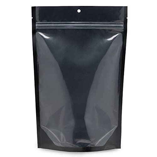 100 pcs Clear Front/Black Back 7.5" x 11.5" x 3.5" Stand Up Pouch Ziplock Mylar Smell Proof Bags