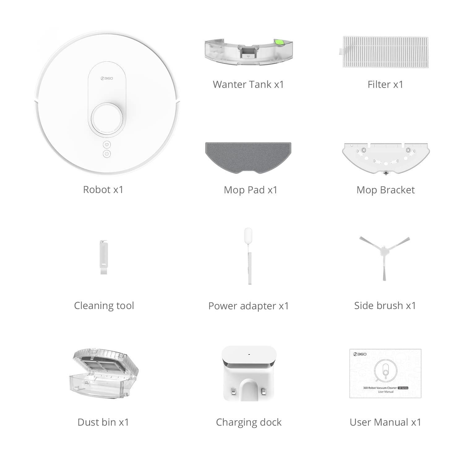 + 360 S8 Robot Vacuum and Mop Cleaner, Customized Smart Mapping, LiDAR Navigation, 2700Pa Strong Suction, Self-Charging Work with Alexa/WiFi/APP, Ideal for Carpet and Pet Hair