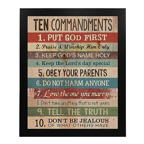 10 Commandments- Wall Art Print- 8 x 10"- Distressed Wood Replica Print-Ready to Frame. Home Decor, Office Decor, Biblical-Church Wall Art. Great Christian Gift.