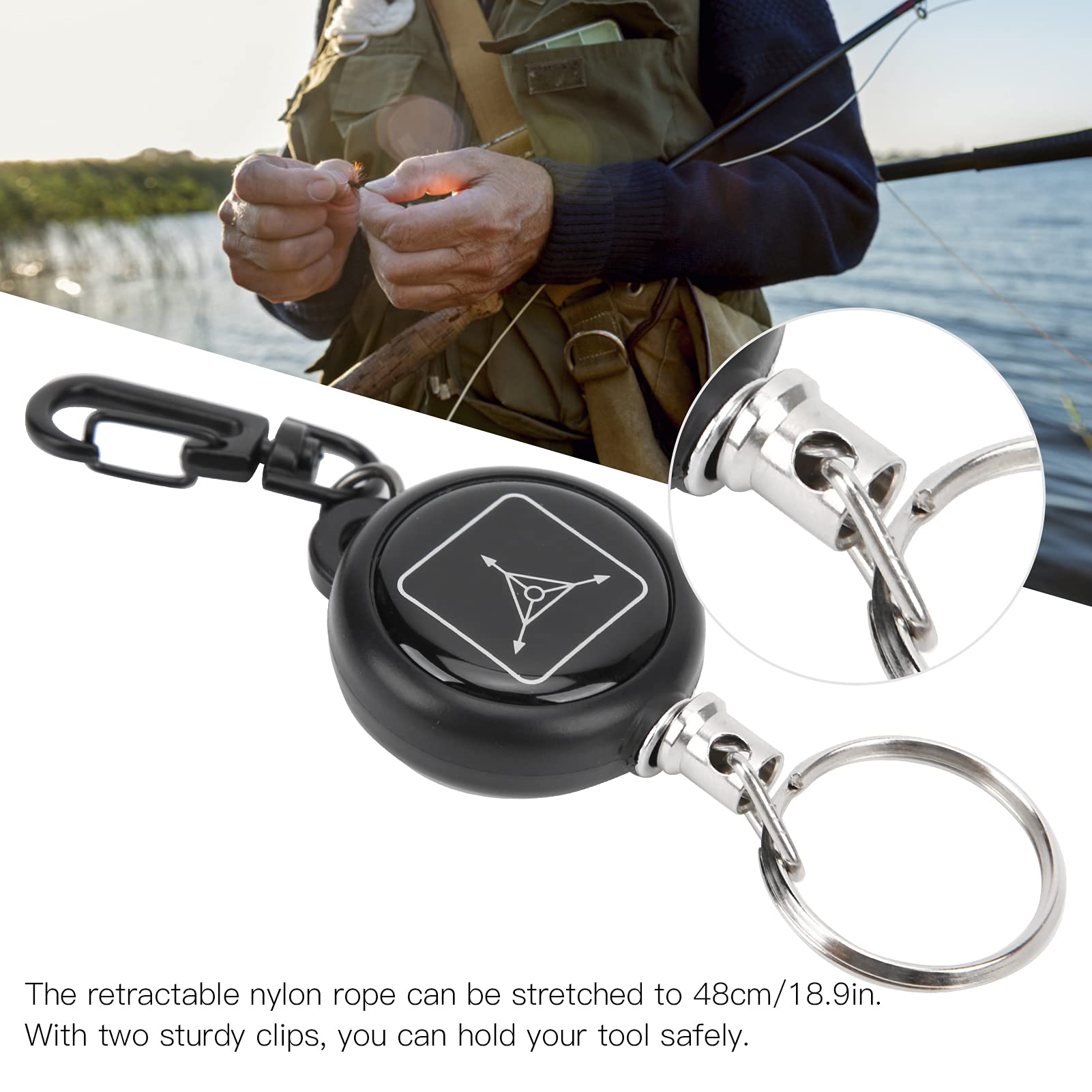 01 02 015 Fly Fishing Anglers Tool, Flexible Universal Fly Fishing Tool Retractor Safety Quick Release for Fly Fishing