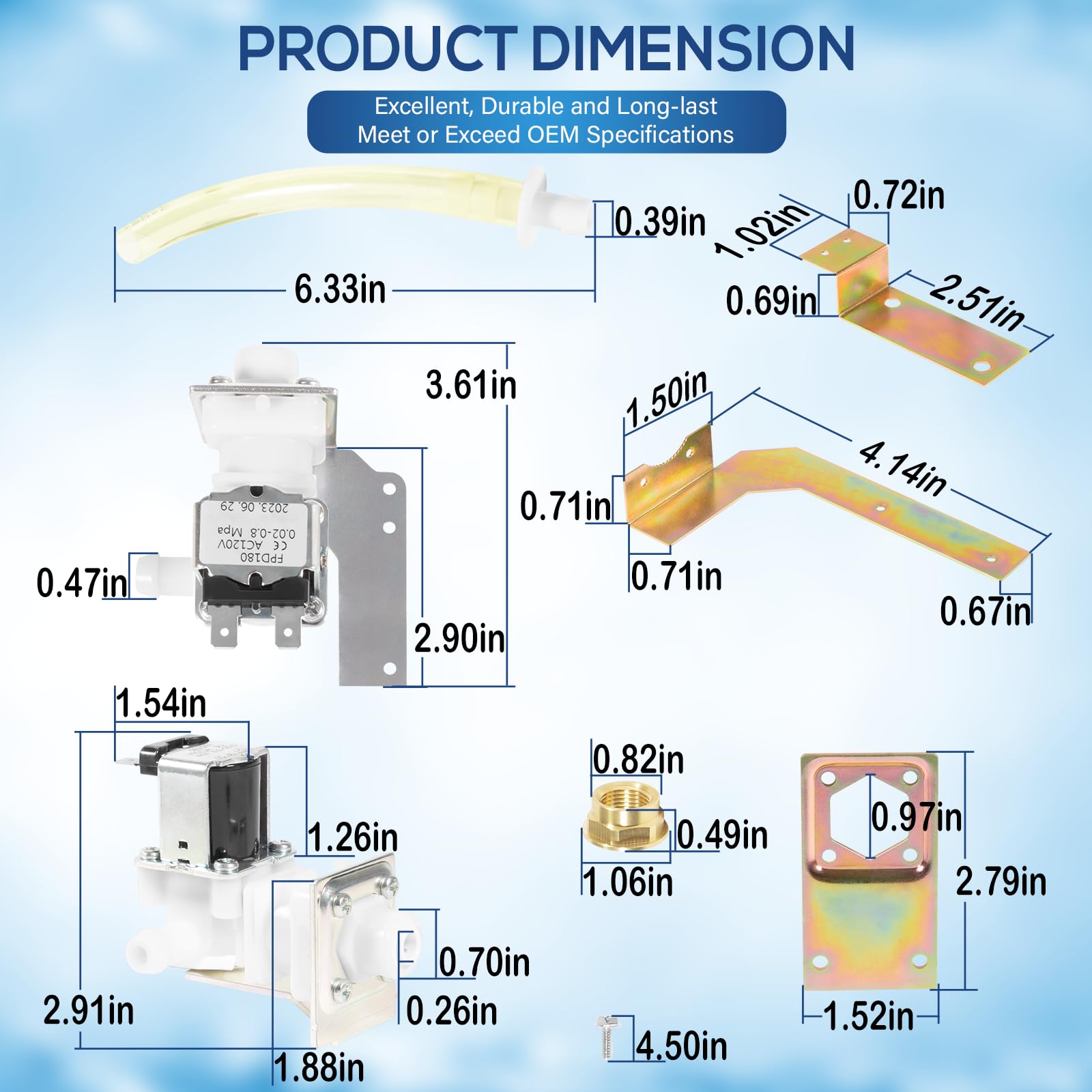 000009123 Water Inlet Valve Assembly 120V 60Hz 5W Replacement for Manitowoc Ice Machines for I, IB, S, SD, JC, QR, SD, K Series IH9123 33129026 000008483