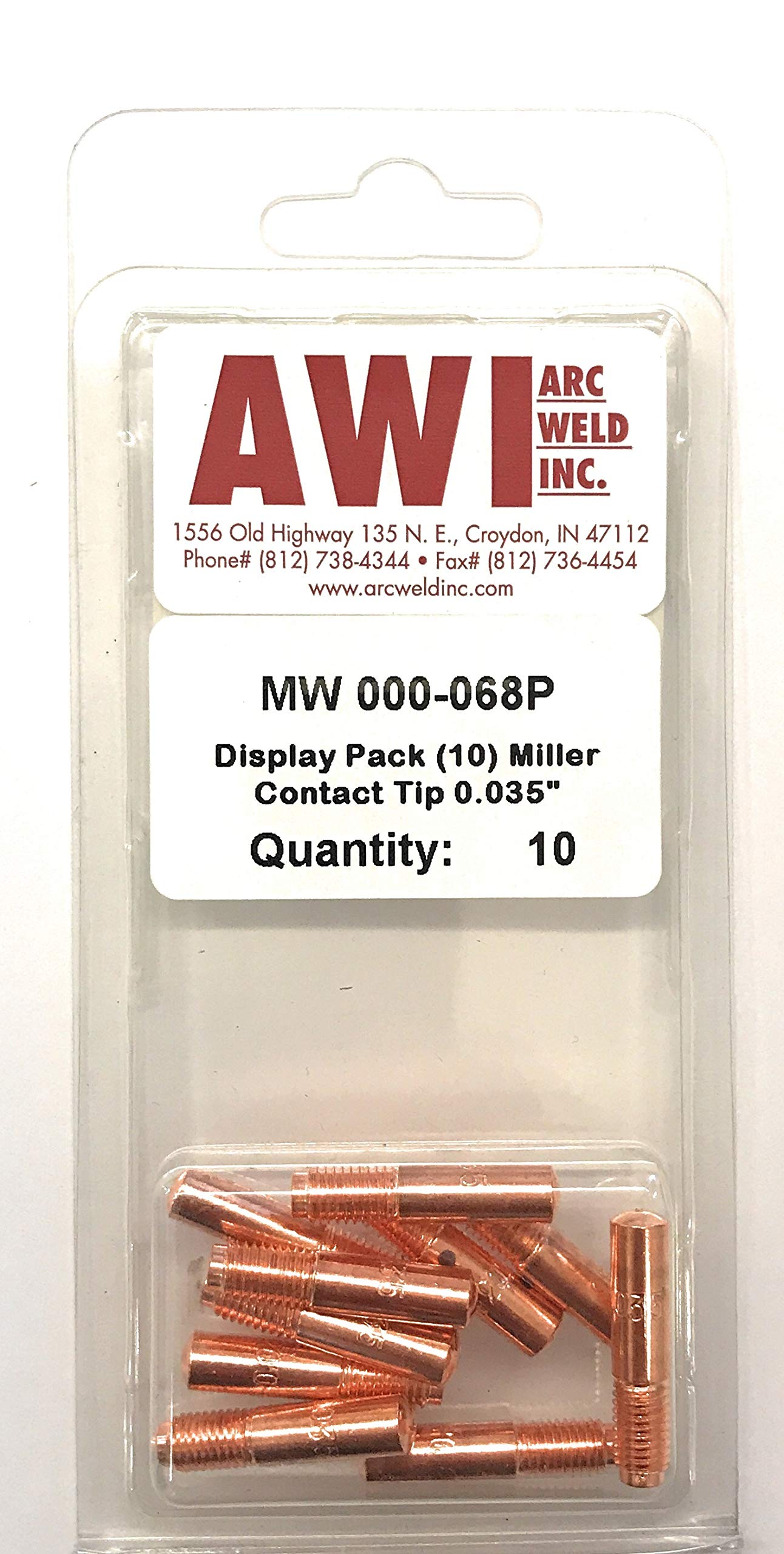 000-068P Miller Style M-Series Contact Tip .035 - Arc Weld by Masterweld Pack of (10)