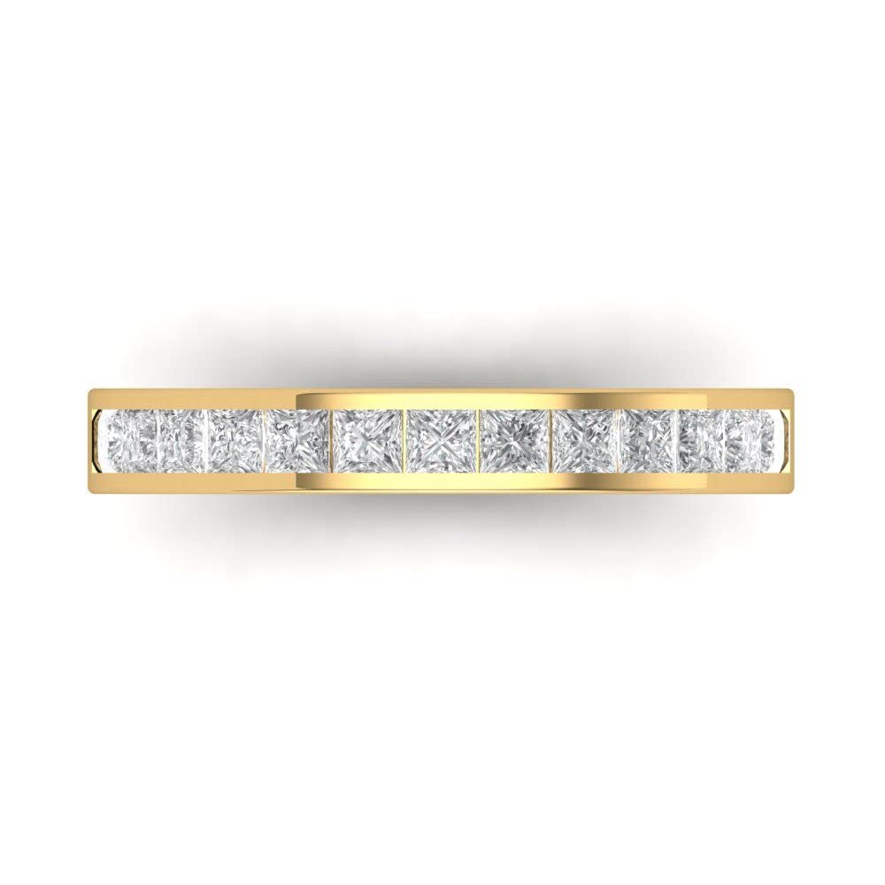 0.84 ct Princess Cut Clear Simulated Diamond 14k Yellow Gold Stackable Wedding Engagement Promise anniversary Band Sz 7.25