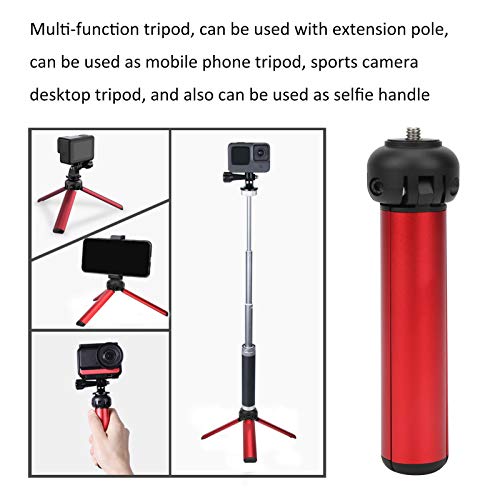 01 Aluminium Alloy Desktop Tripod Action Camera Mini Bracket Accessory with Extension Rods, Sports Cameras, Phones, Mirrorless Cameras and Other Equipment for Pocket 2(Mini Version red)