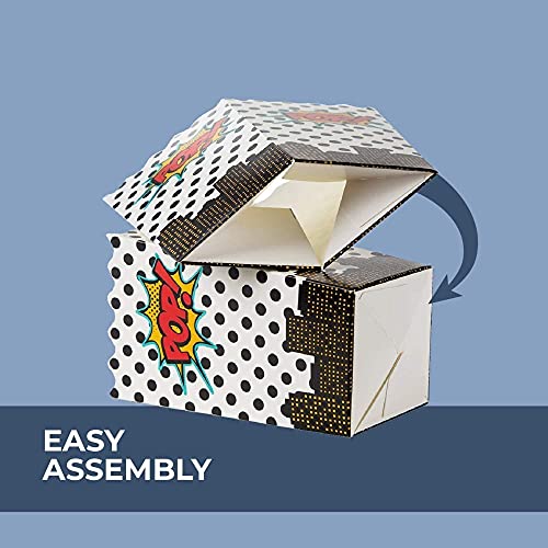 100 Pack Bulk Comic Book-Styled 20oz Mini Popcorn Boxes for Halloween, Movie Nights, Party Supplies (3.3 x 5.6 x 3.3 In)