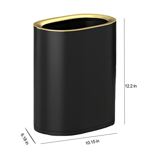 1.6 Gallon Oval Stainless Steel Small Trash Can Wastebasket, Garbage Container Bin Open Top Wastebasket for Bathroom, Kitchen, Office, Hotel, Home (Black)