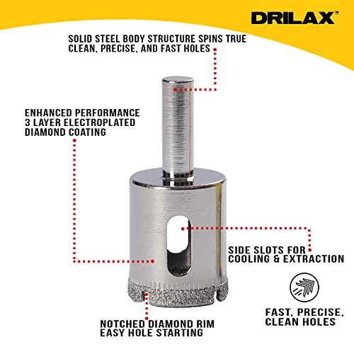 1 Inch Diamond Hole Saw Drill Bit Tiles, Glass, Fish Tanks, Marble, Granite Countertop, Ceramic, Porcelain Core Holesaw Drill Terra COTA Flower Pot Drain Holes DIY Size