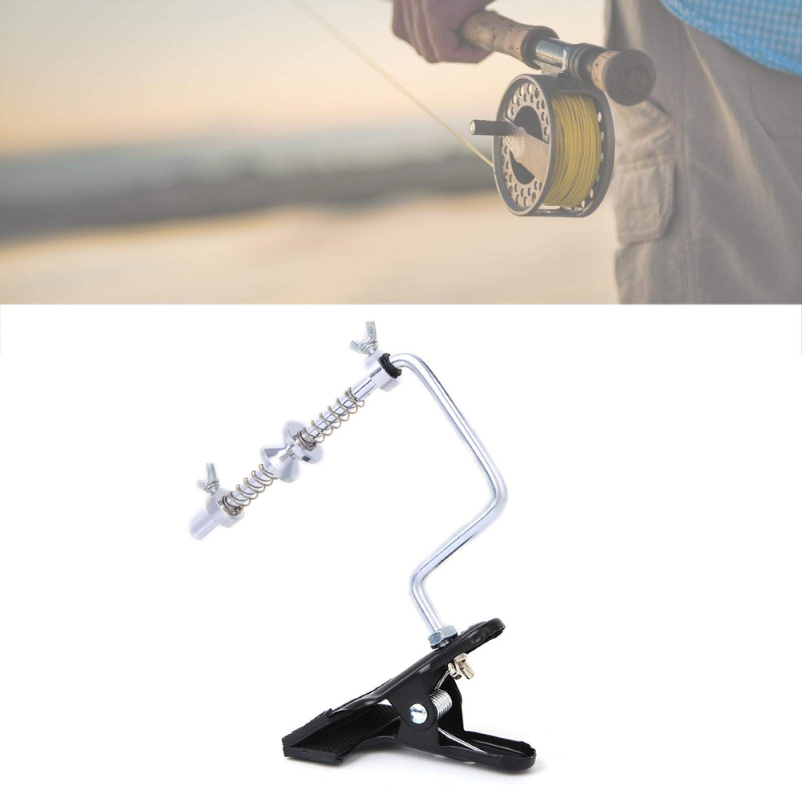 01 Fishing Line Winder Tool, Fishing Line Spooler, Durable Clamp Type Multi-Rotation Spool Support for Fishing Line Winding