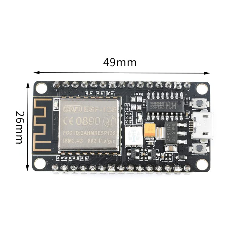 000 JESSINIE 3Pcs ESP-12S NodeMCU Lua WiFi Module Board CH340C Serial Adapter ESP8266WiFi Module IoT Development Board for Smart Home