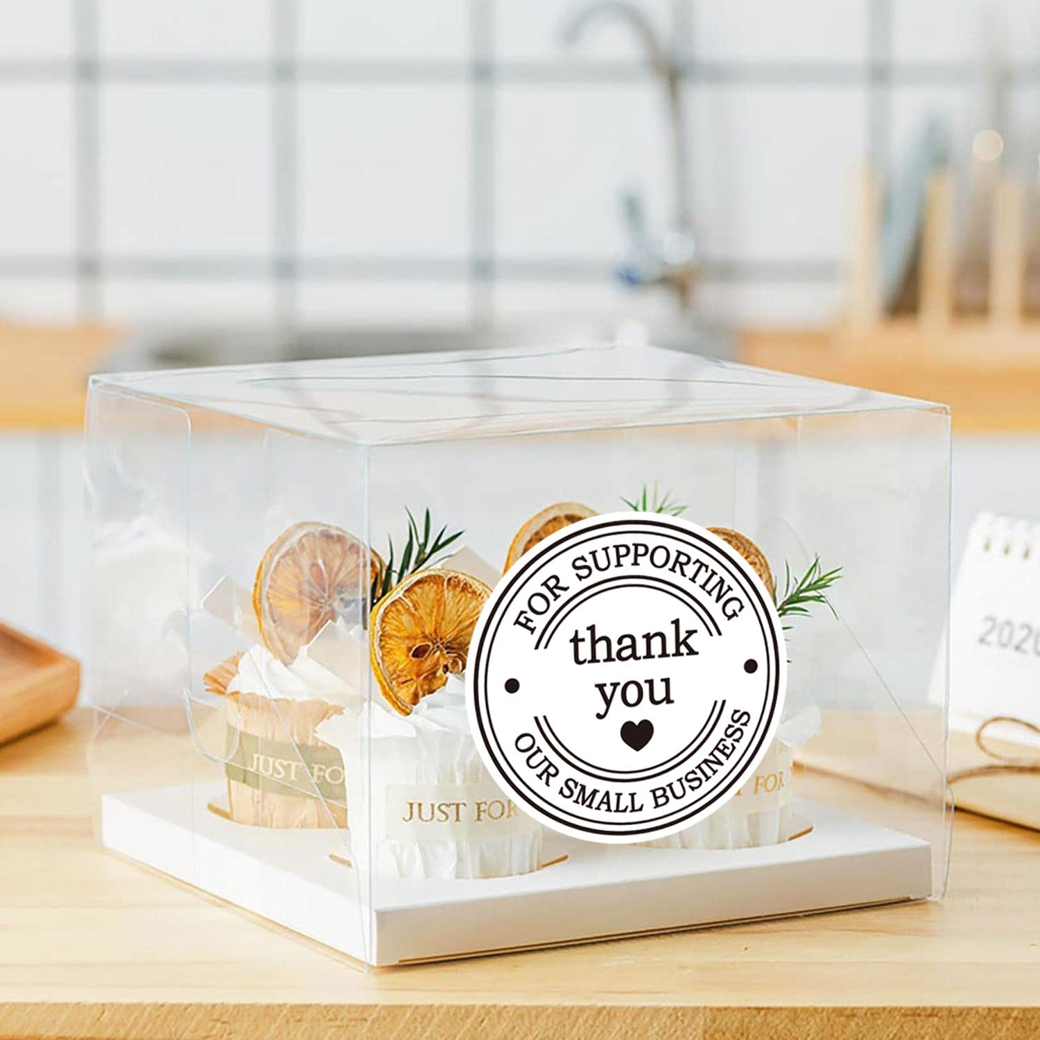 1.5" Round Thank You Stickers - Printed Thank You for Supporting Our Small Business Stickers with Hearts - 500 Thank You Labels Per Roll