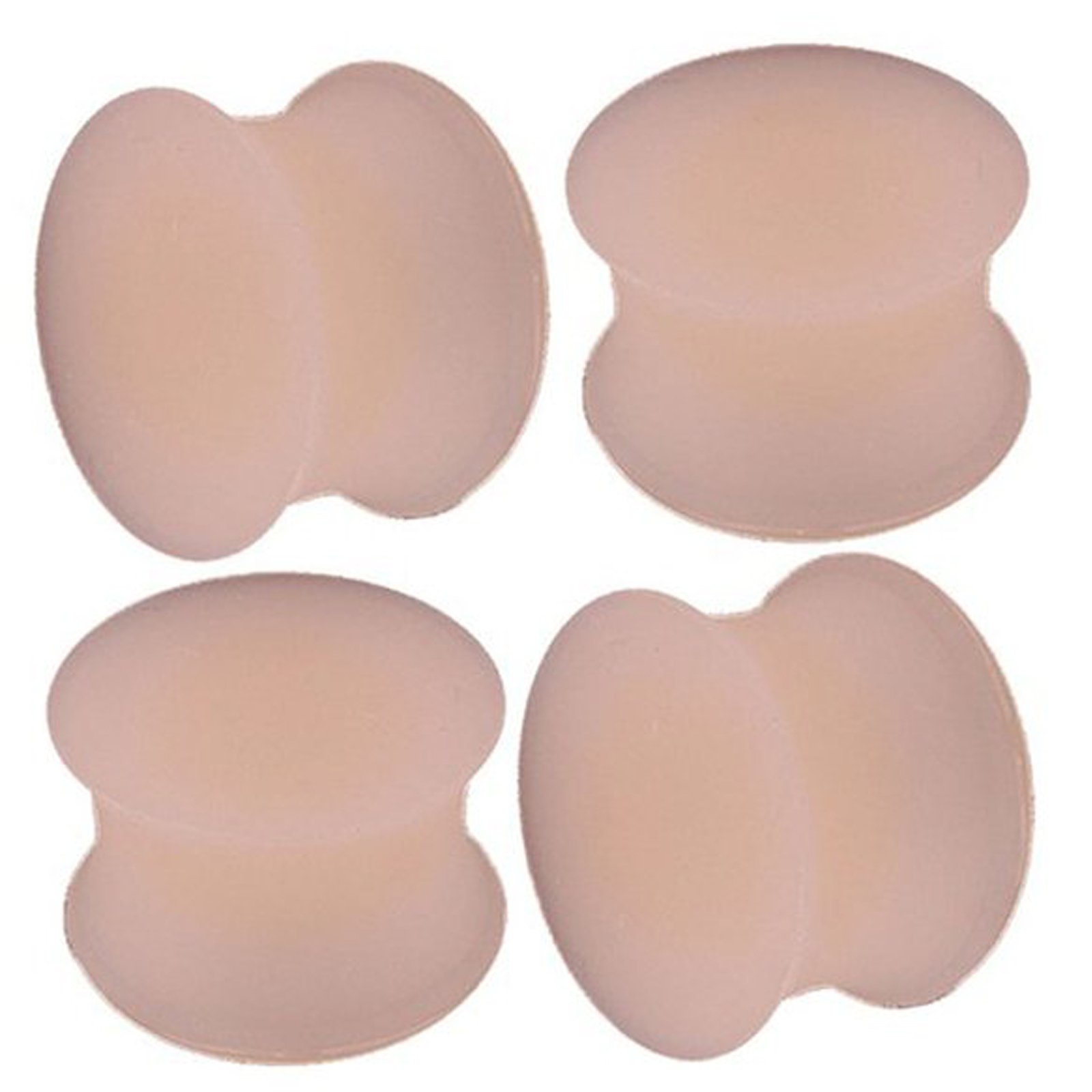 00G 10mm Skin Color Silicone Double Flared Tunnel Earplugs - Set of 4