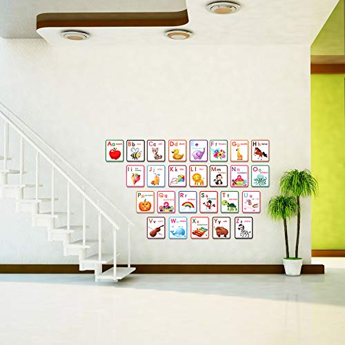26 Pieces Alphabet Bulletin Board Set Animals Alphabet Cards Classroom Alphabet Decor Standard Manuscript Alphabet Cards,Early Learning Bedroom Nursery Playroom Decorations for Children Kids Teens