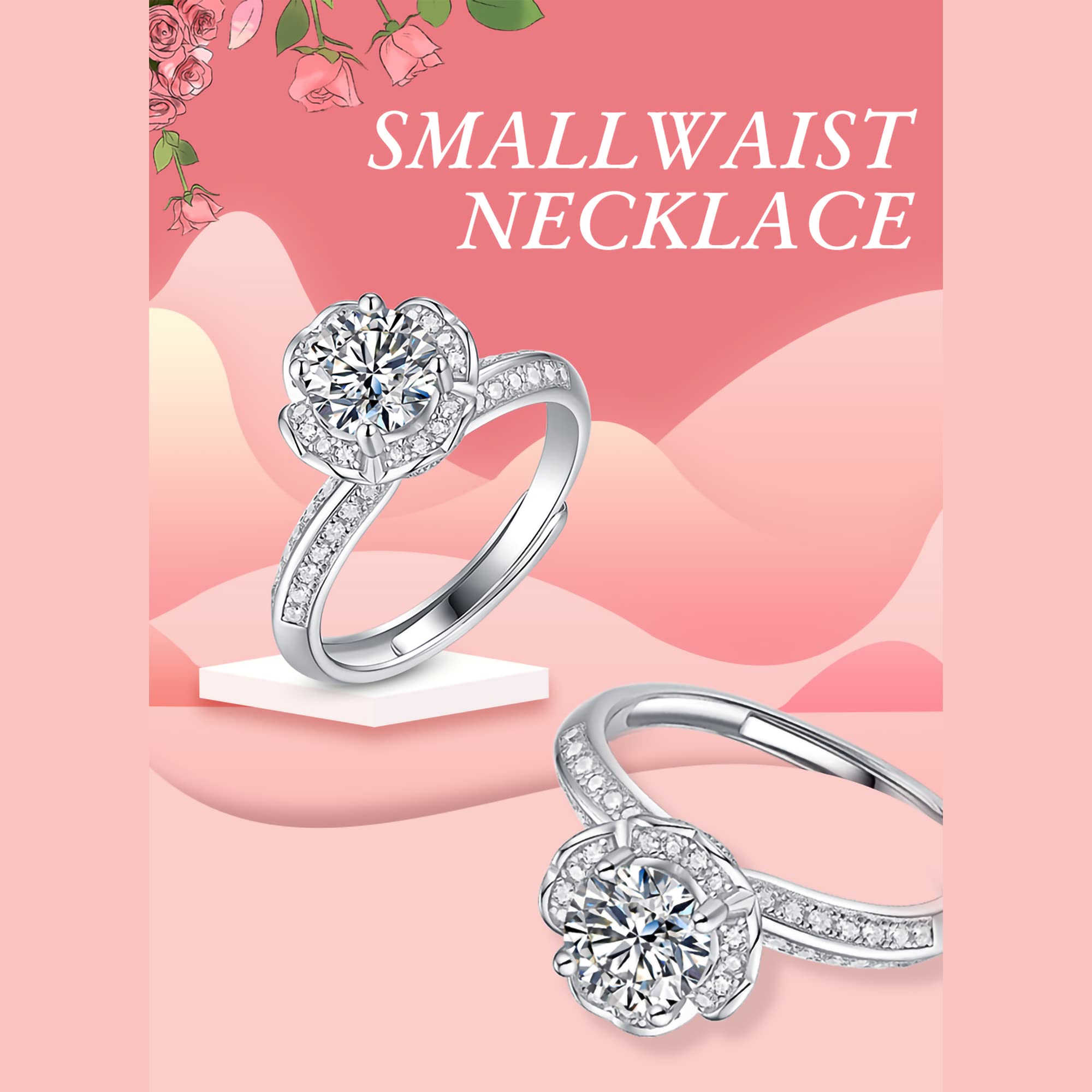 0.5-5Ct Moissanite Engagement Rings, Certificated Moissanite with Platinum Plated S925 Sterling Silver Rings, Created Diamond Wedding Band, Adjustable, Certification Included (SixProngs-1Carat)