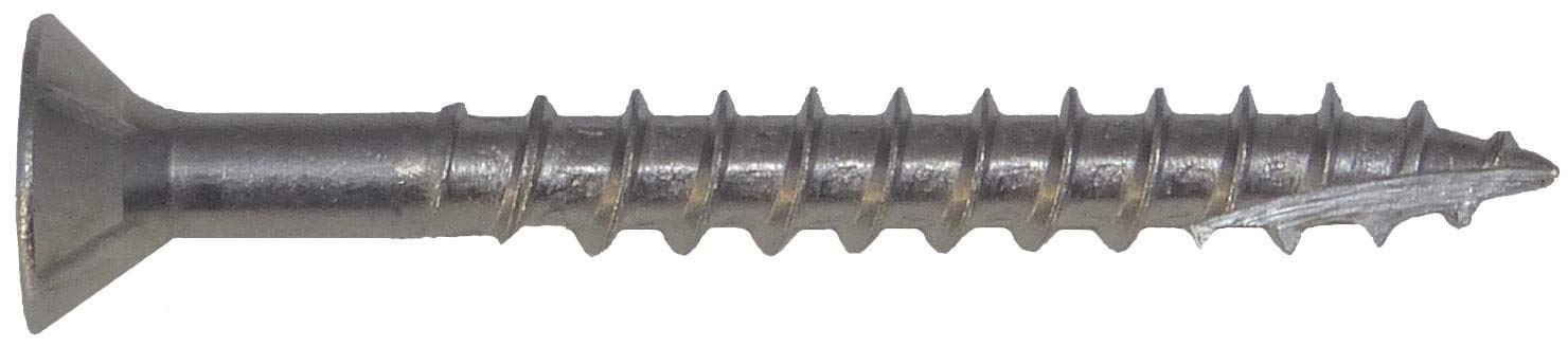 #10 x 3 Stainless Steel Deck Screw Square Drive, Flat Head with 4 Nibs Underhead (Quantity: 100) Type 17 Wood Cutting Point, 2" of Thread Length, #10 Screw Diameter, 3" Screw Length