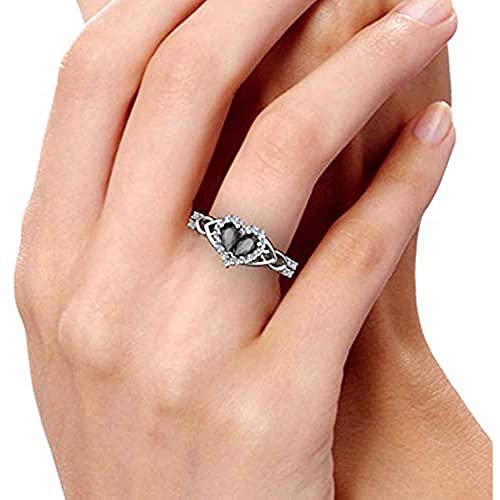 0.50 CT (5x3mm) Pear Cut Black Onyx 925 Sterling Silver 14K Gold Finish Celtic Knot Engagement Ring For Her (7.5)
