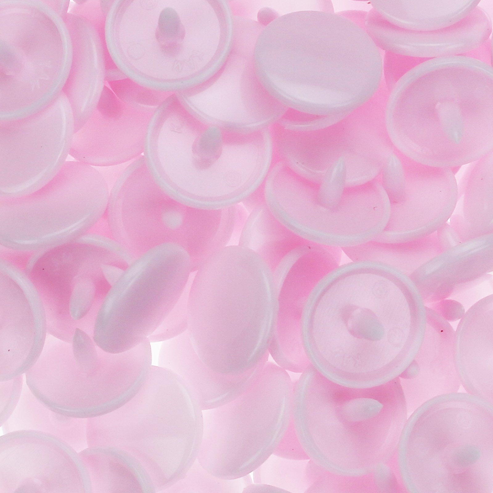 100 Glossy Pale Pink (B21) Round KAM Plastic Resin Snaps Craft Baby Bib Cloth Diaper
