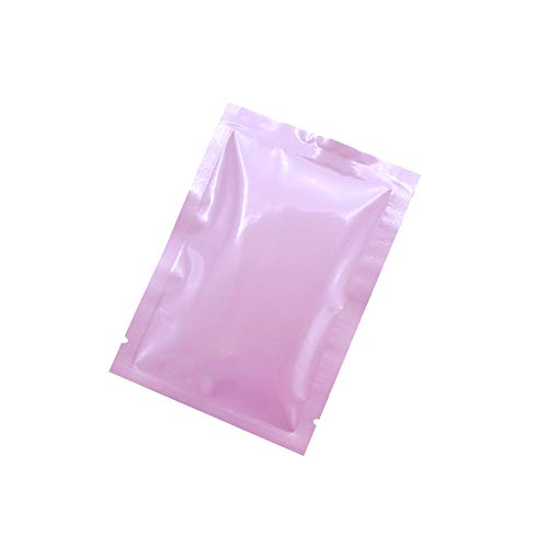 100PCS Glossy Light Pink Metallic Mylar Foil Open Top Sample Bags 5x8cm (1.9x3.1")