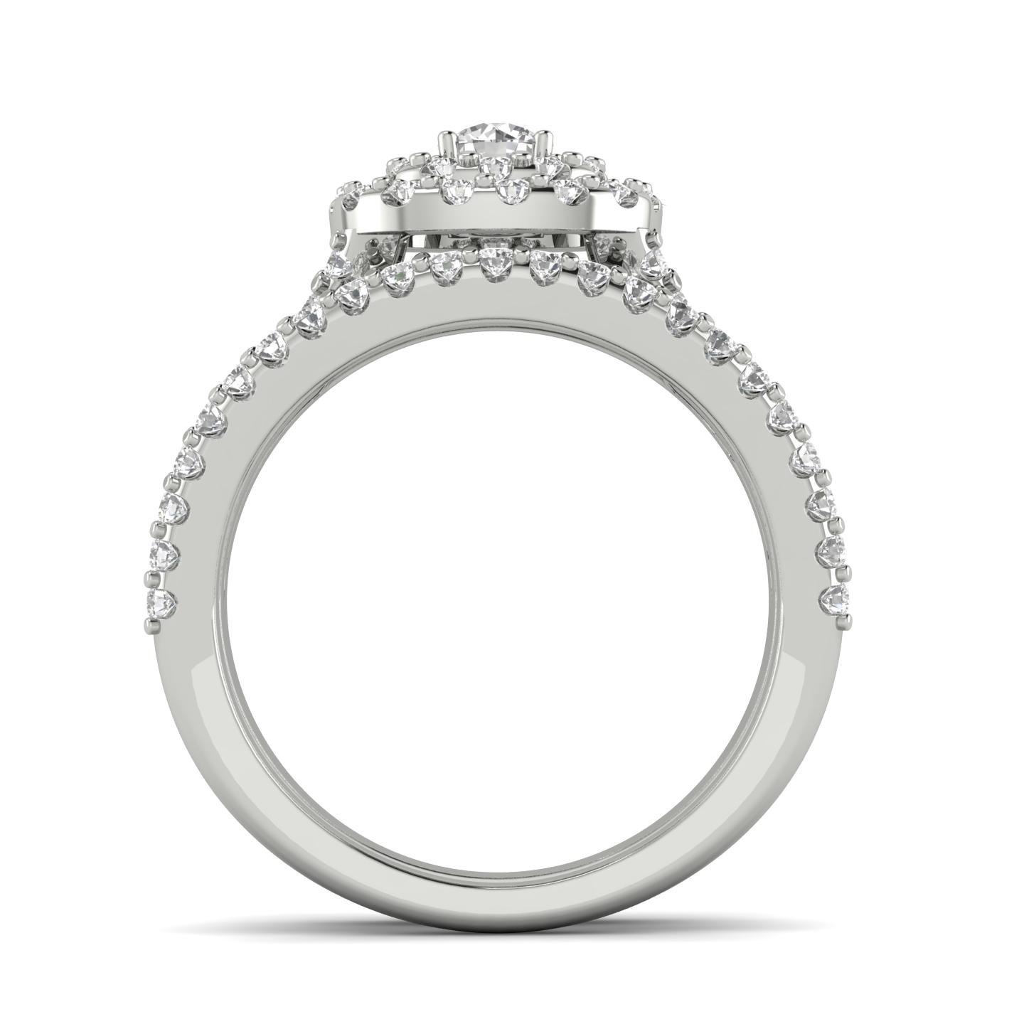 1 1/10ct Cushion Halo Diamond Engagement Wedding Ring Set 10K White Gold