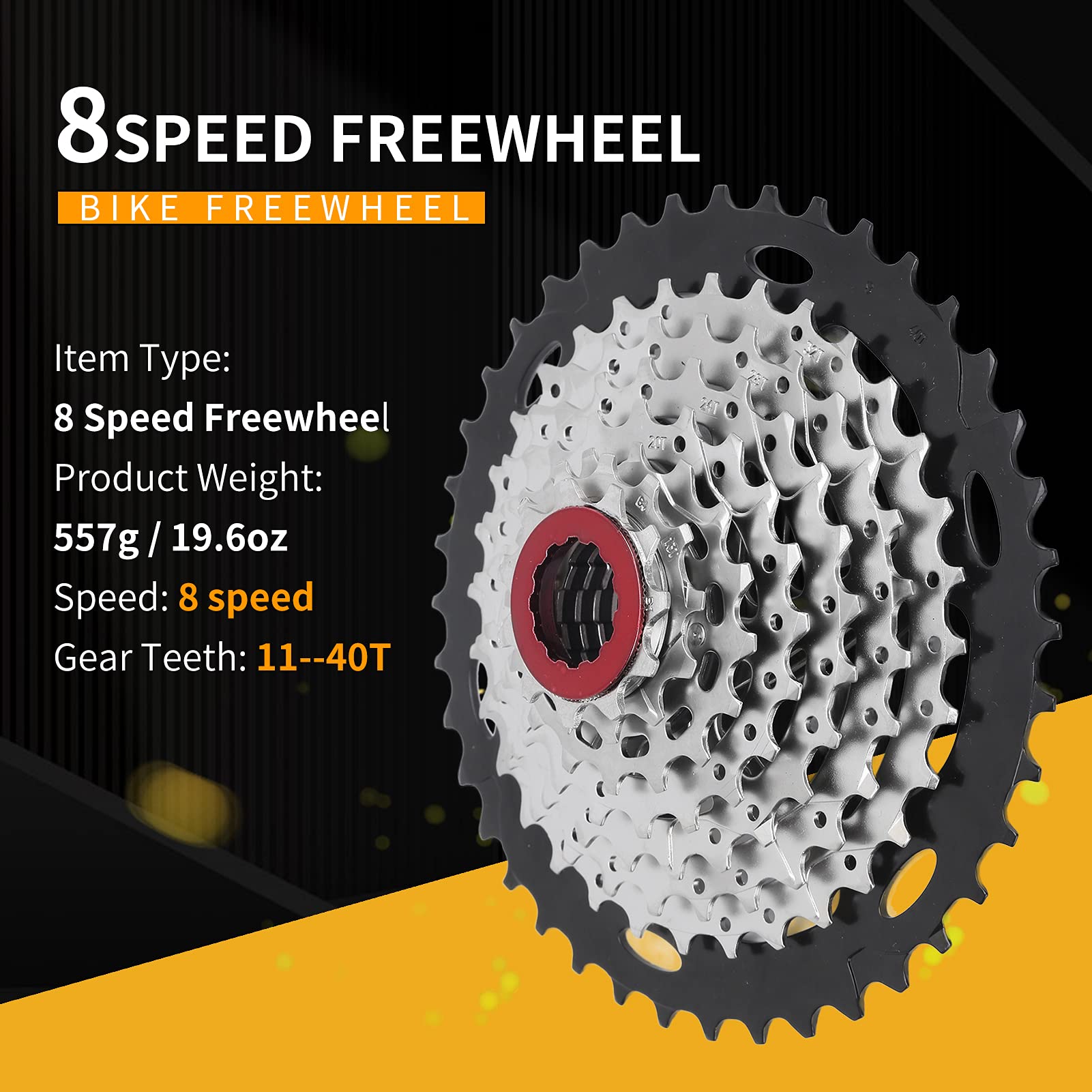 01 02 015 11‑40T Cassette Sprocket, Anti Rust Bike Freewheel Cassette Wear Resistant for Road Bicycle