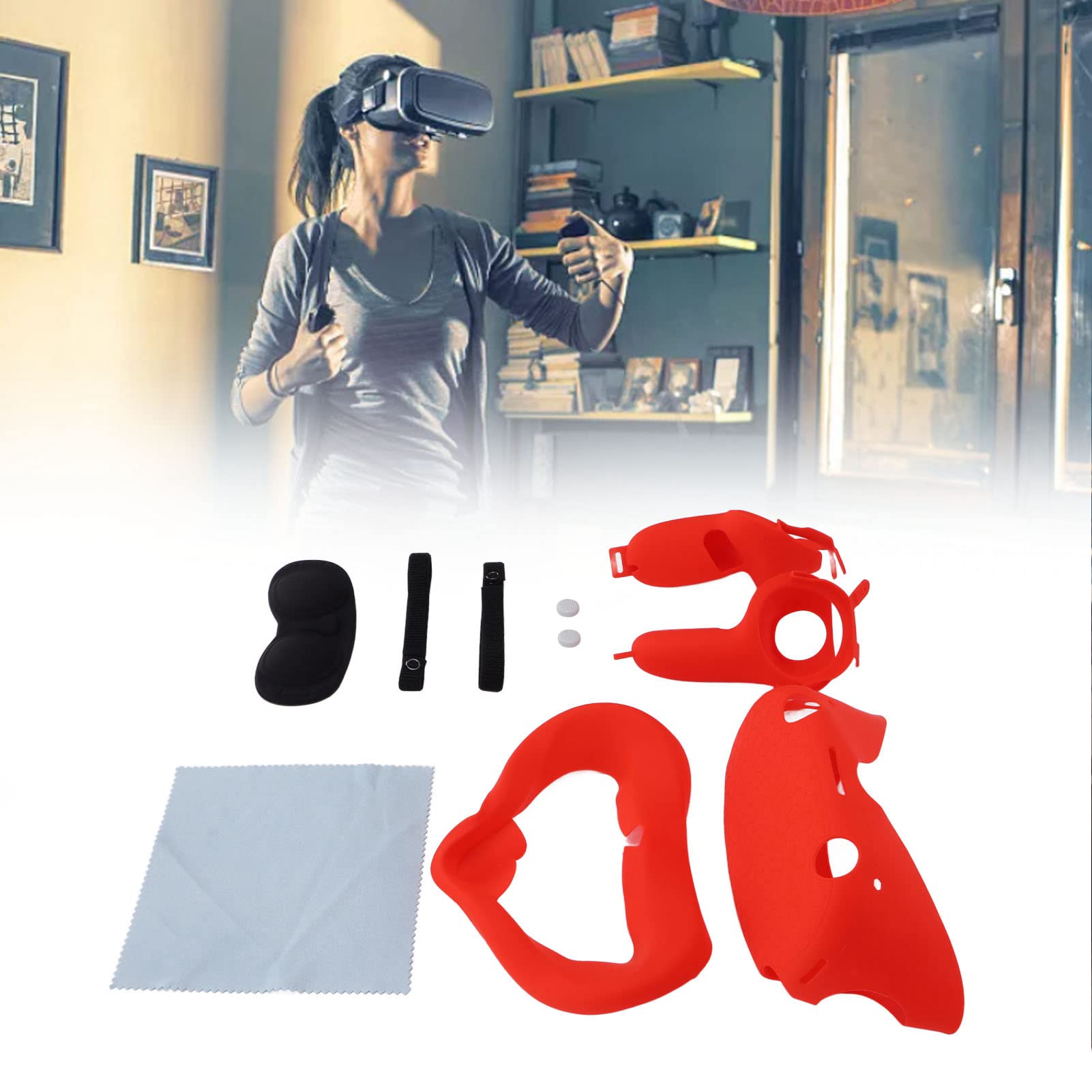 01 02 015 VR Glasses Silicone, VR Glasses Cover Skin Friendly Sweat Proof for Oculus Quest 2(red)