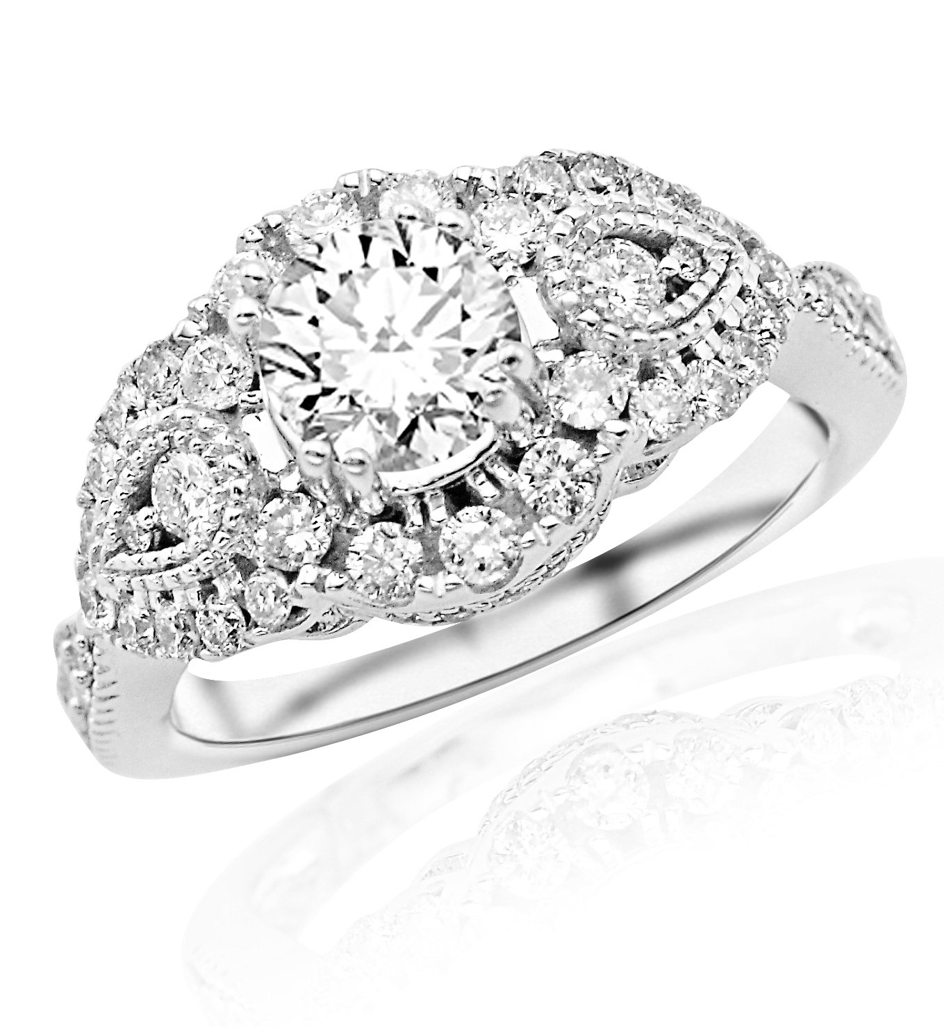 1 1/2 Carat Vintage/Antique Designer Diamond Engagement Ring (G-H Color, SI1-SI2 Clarity) 3/4 Carat Center (7)