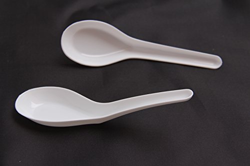100 Pack Disposable Dining Asian Soup Spoons Chinese Spoon White Plastic
